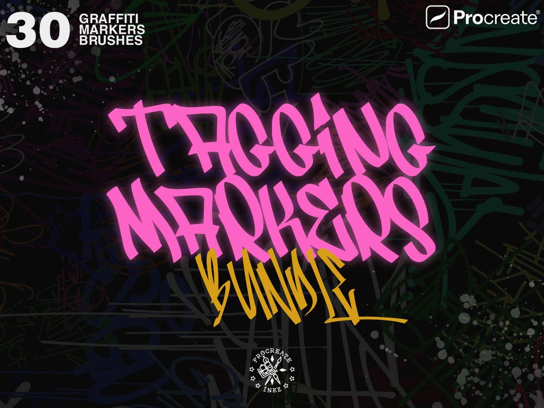 Tagging Markers Procreate Brushes | Digital Calligraphy & Lettering Set ...