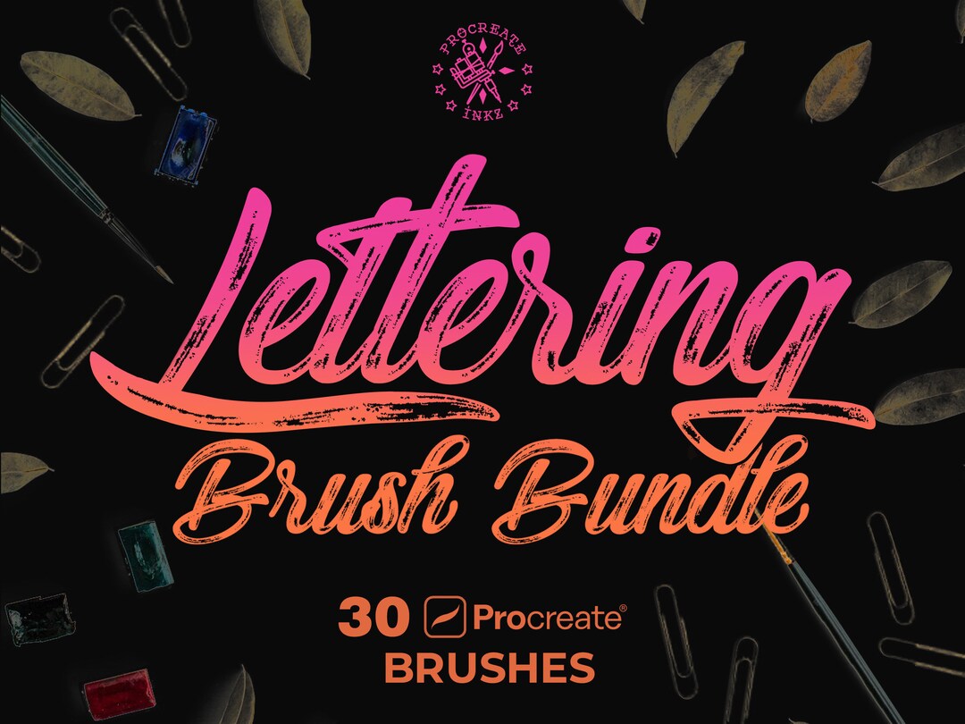 30 High-resolution Lettering Procreate Brushes for Tattoo and Design ...
