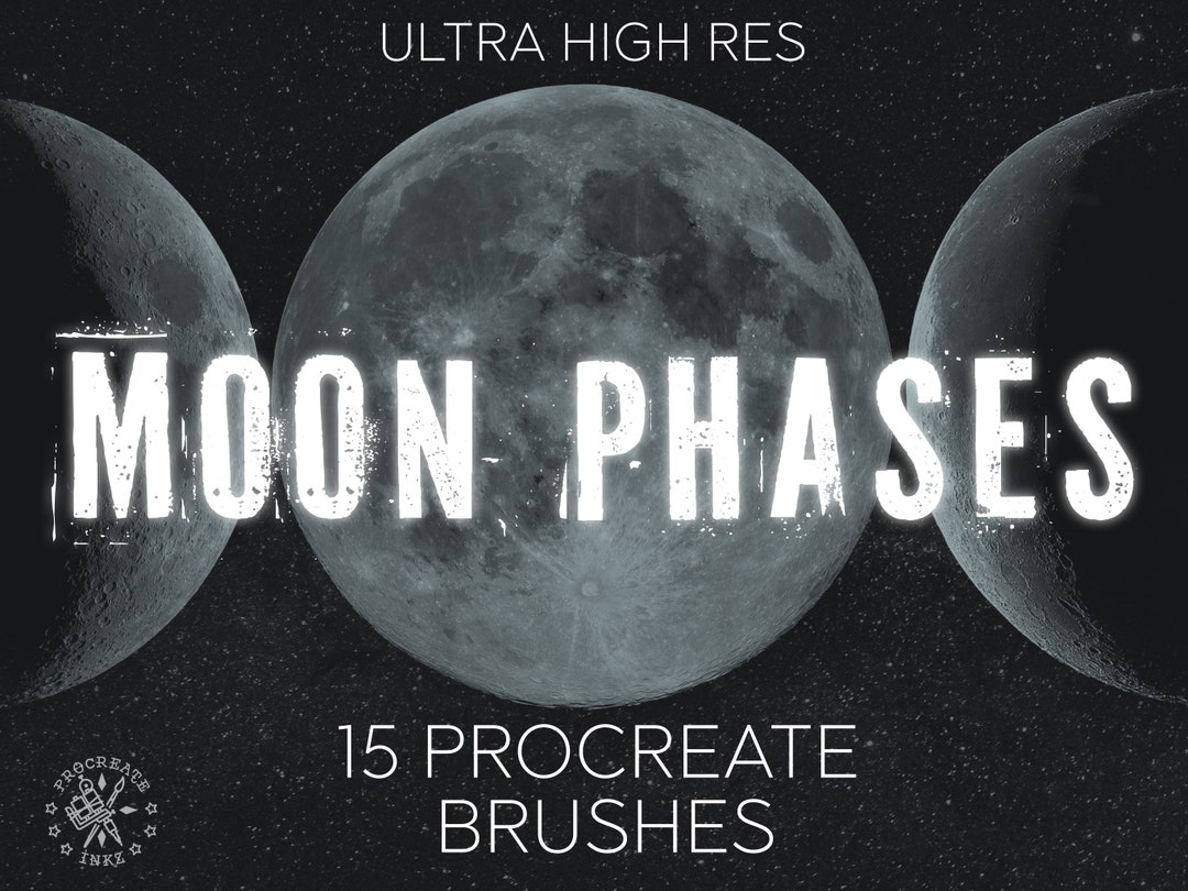 Procreate Moon Phases Tattoo Stamps | Moon Tattoo | Procreate Brushes | Procreate Bundle ...