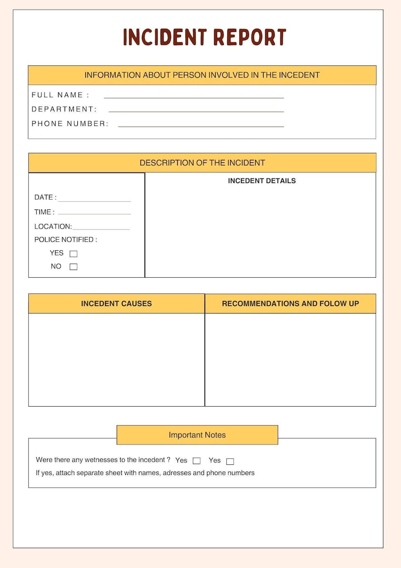 Incident Report Form | Incident Report Form Template | Incident Report ...