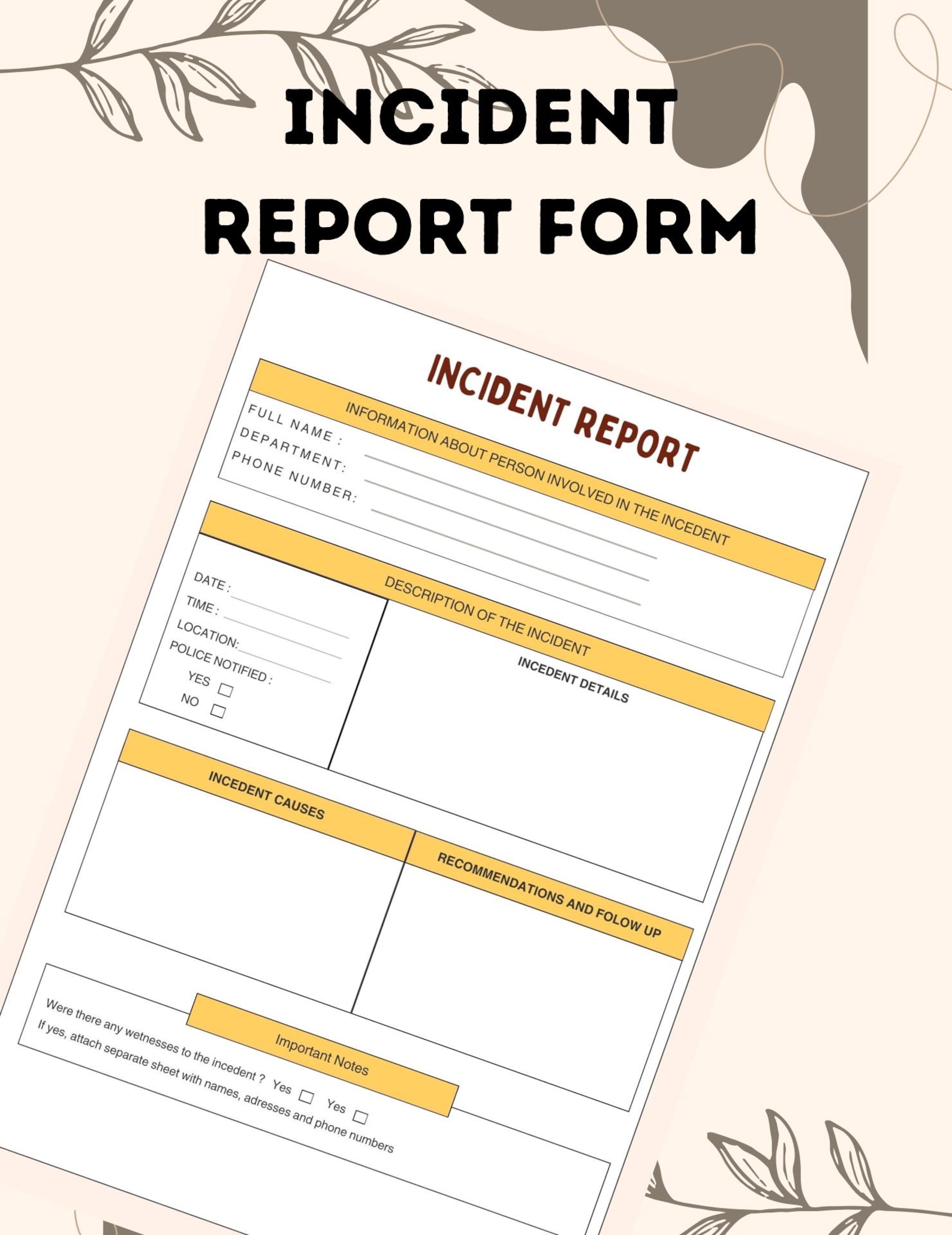 Incident Report Form | Incident Report Form Template | Incident Report ...