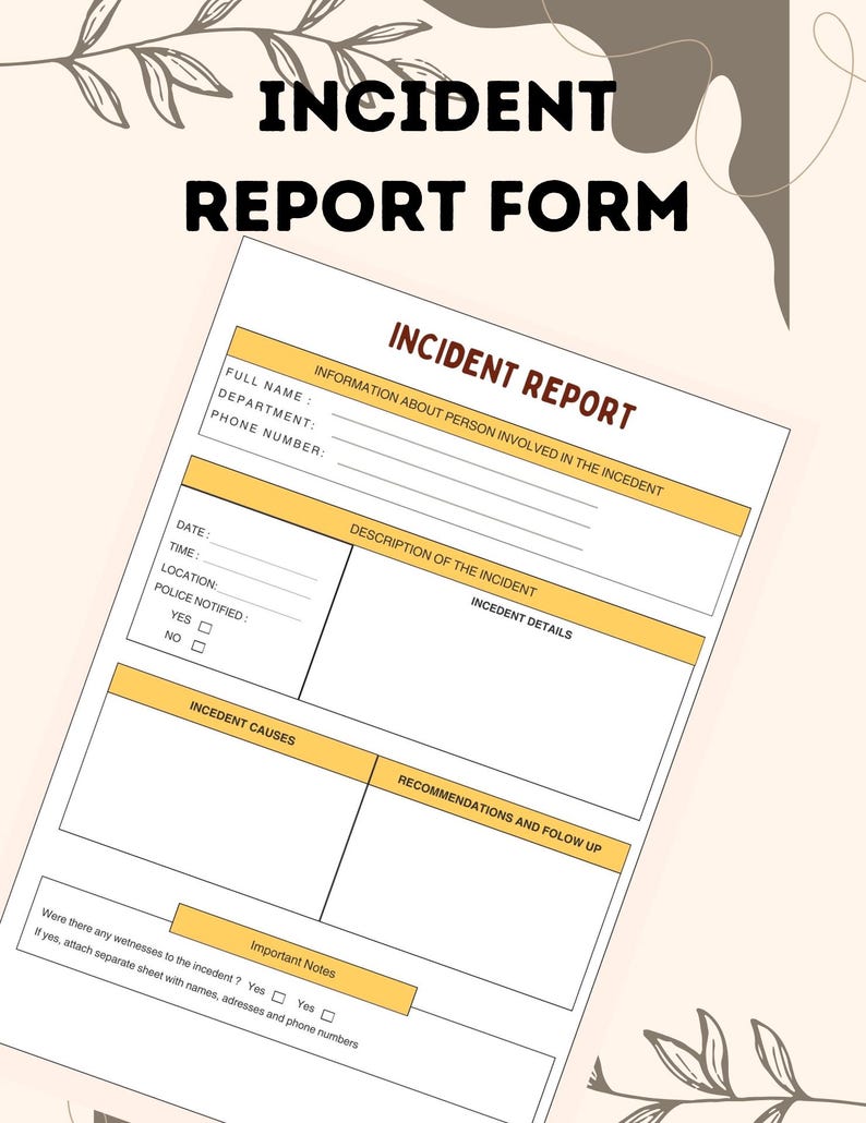 Incident Report Form | Incident Report Form Template | Incident Report ...