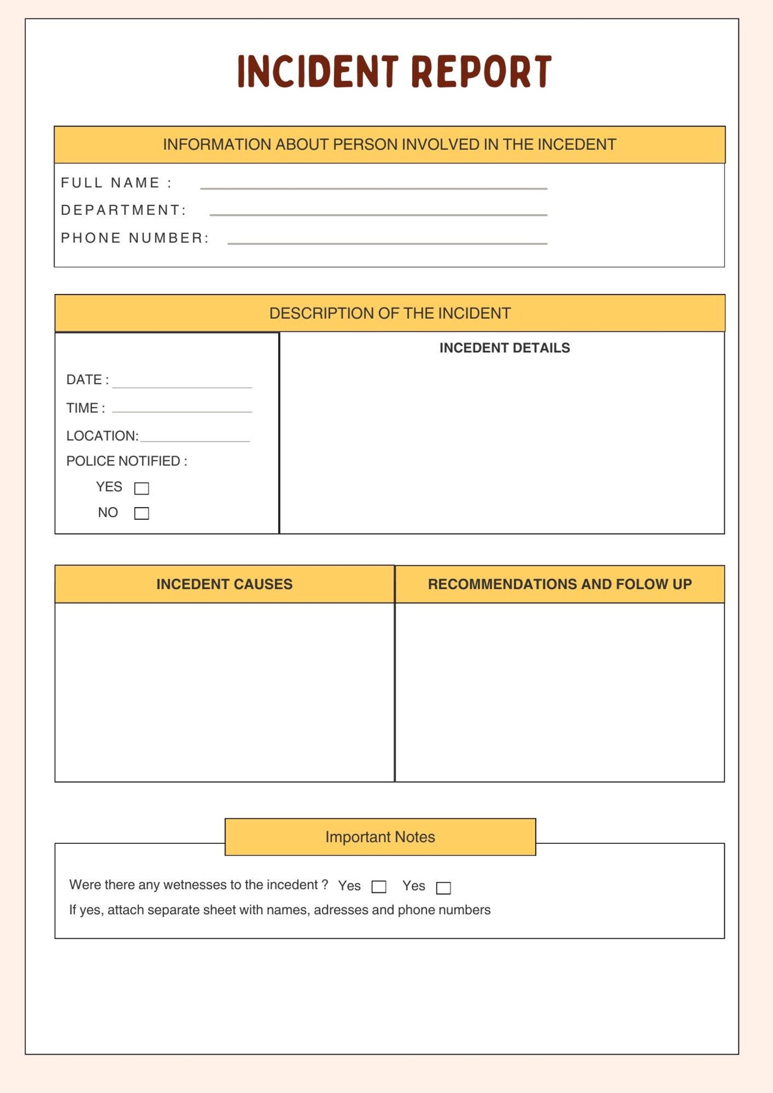 Incident Report Form | Incident Report Form Template | Incident Report ...