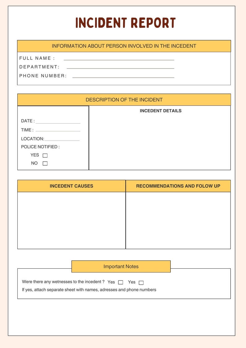 Incident Report Form | Incident Report Form Template | Incident Report ...