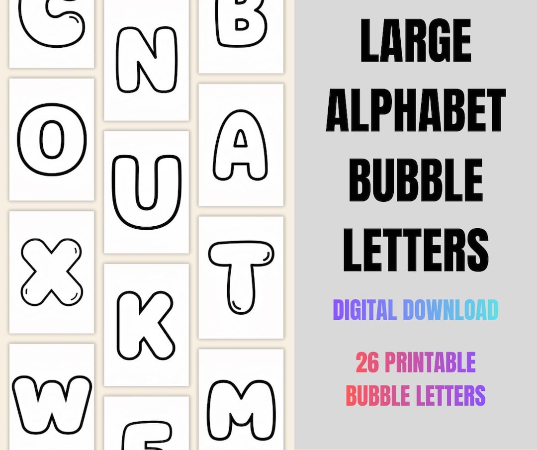Large Alphabet Bubble Letters Printable | Big Block Letters A–Z ...