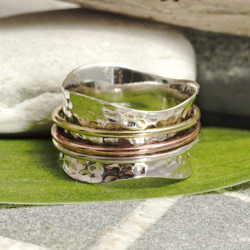 Mixed Metal Ring Set Tri Color Rings Gold Stacking Rings Two - Etsy