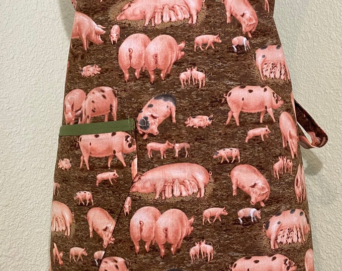 Retro Girls Apron Pink Piggy Full Child Apron With Flounce Size 10 - Etsy