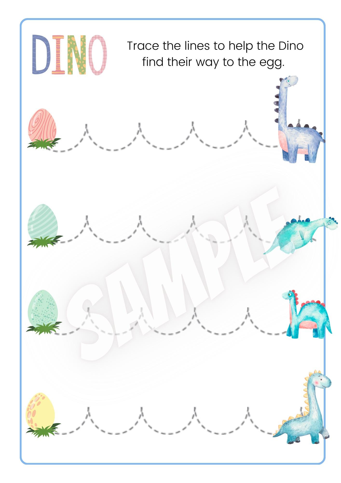 Dino Lines Tracing Worksheets for Kids | Preschool Fine Motor Skills ...