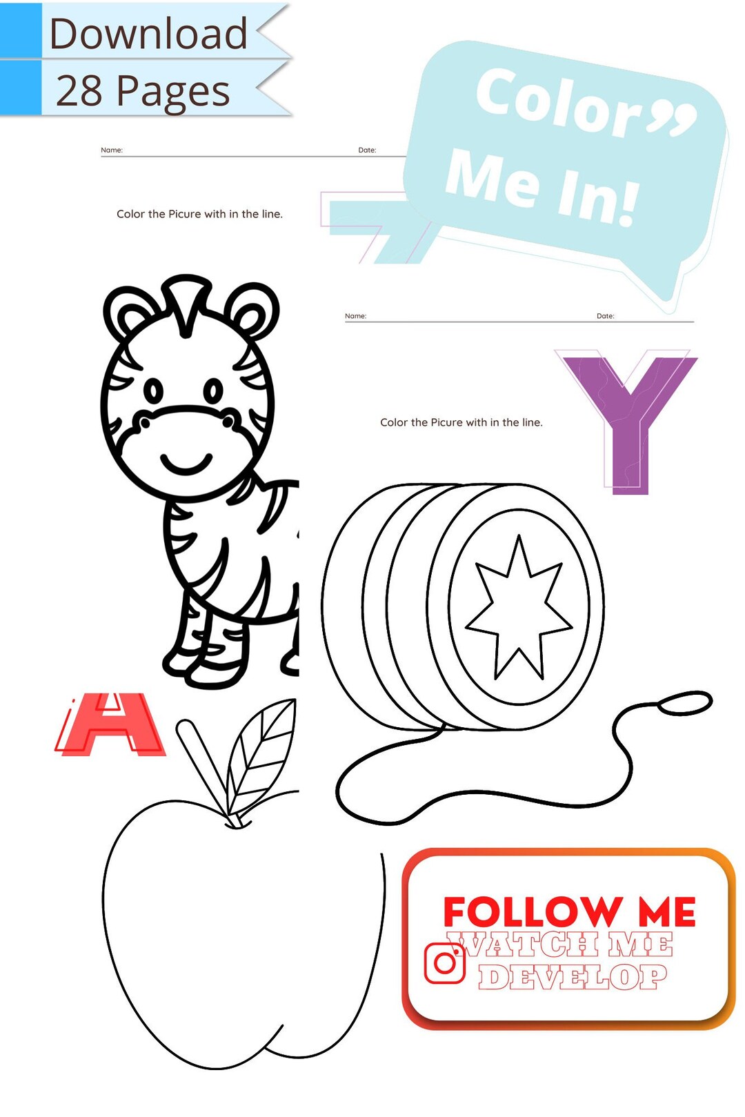 Letter Coloring - Etsy