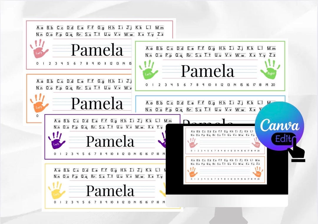 Editable Student Desk Name Plates: Alphabet & Number Strip (printable ...