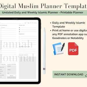 Muslim Daily and Weekly Planner Template for Goodnotes | Islamic ...