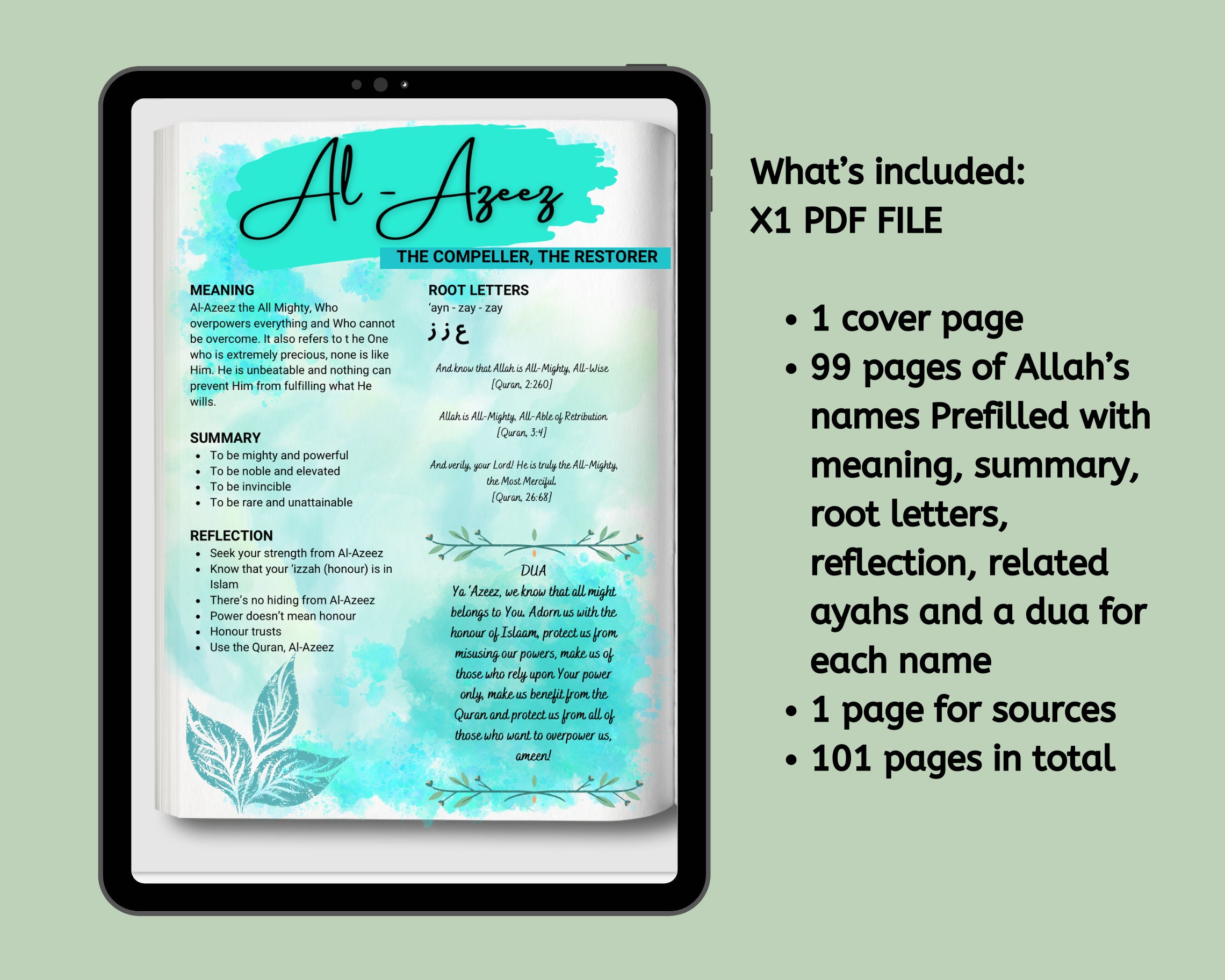 99 Names of Allah Pre-filled Journal | Digital PDF | Instant Download ...