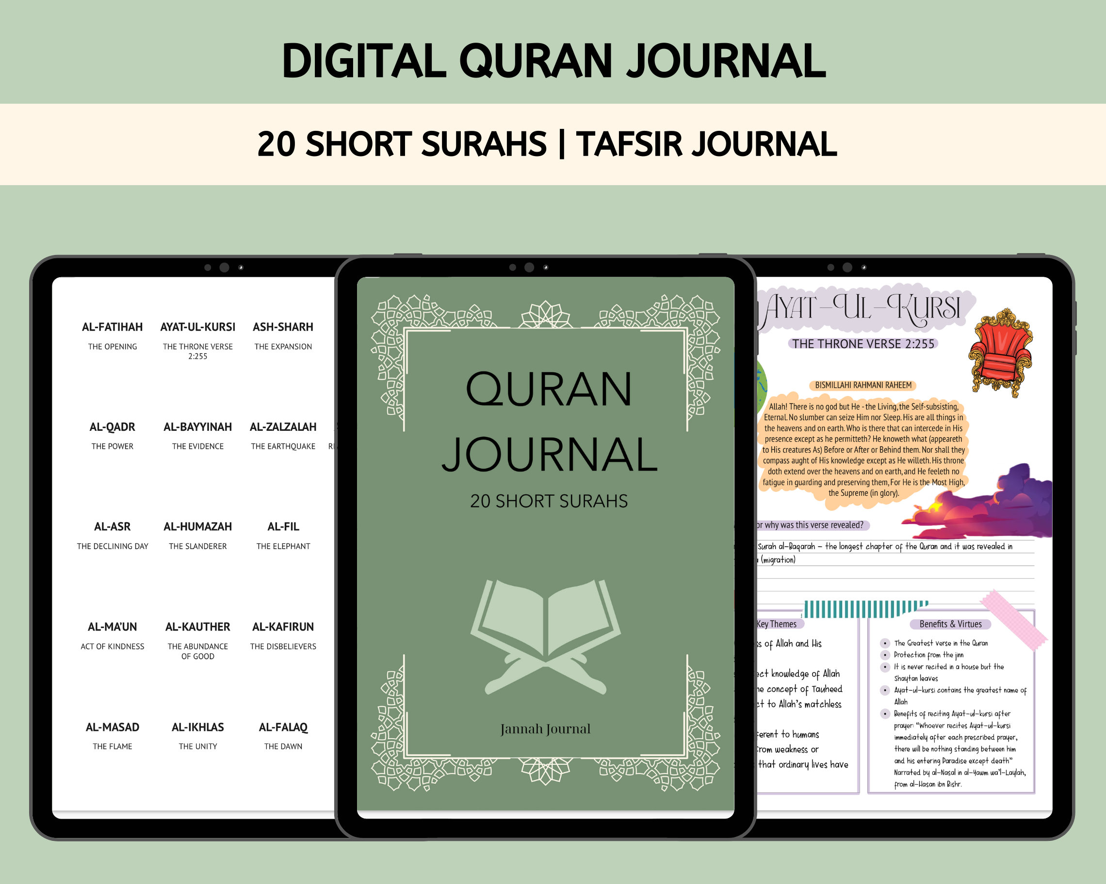 Digital Quran Journal 20 Short Surahs Tafsir Journal Muslim Digital Journal - Etsy