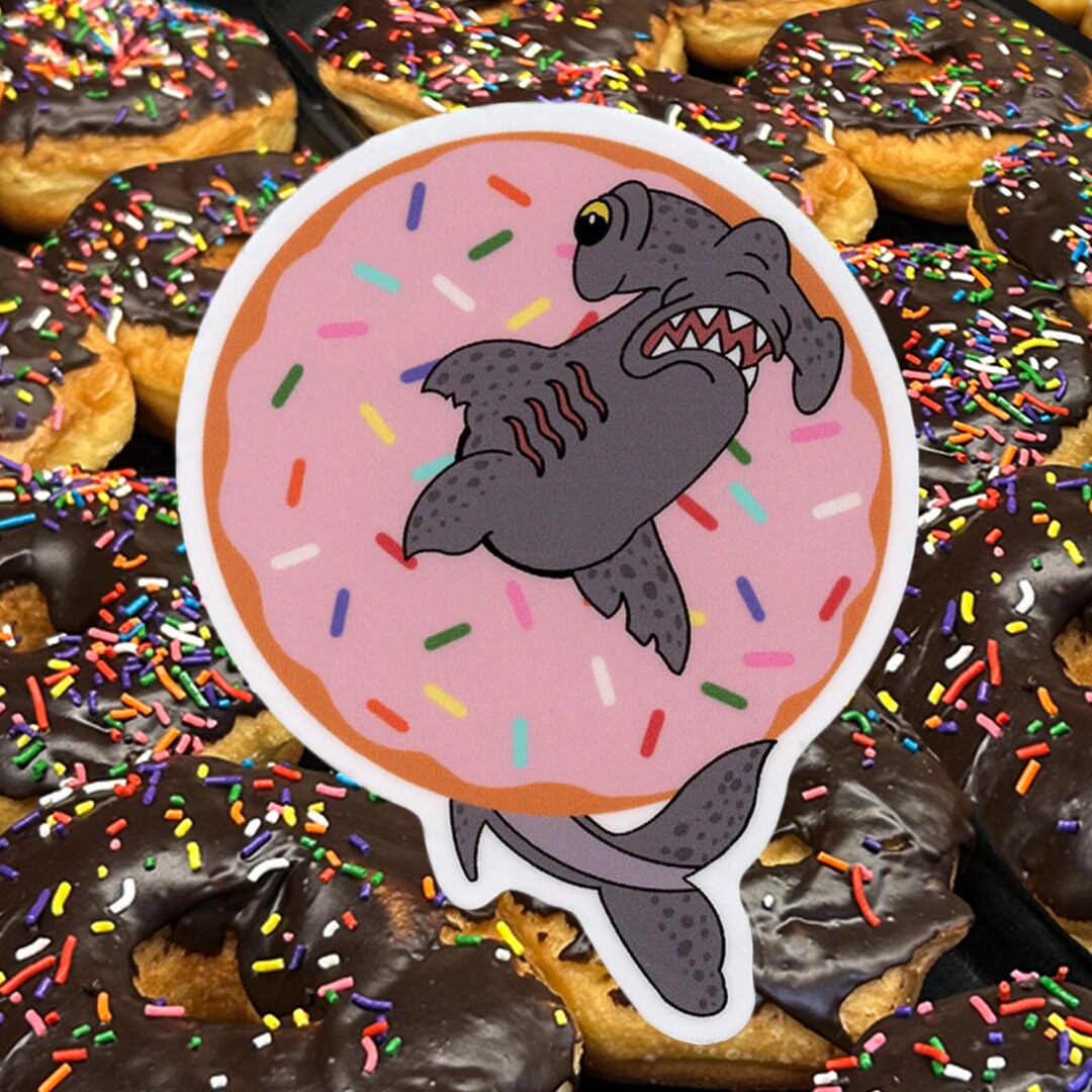 Donut Shark Vinyl 3” Gloss Die-cut Sticker - Etsy
