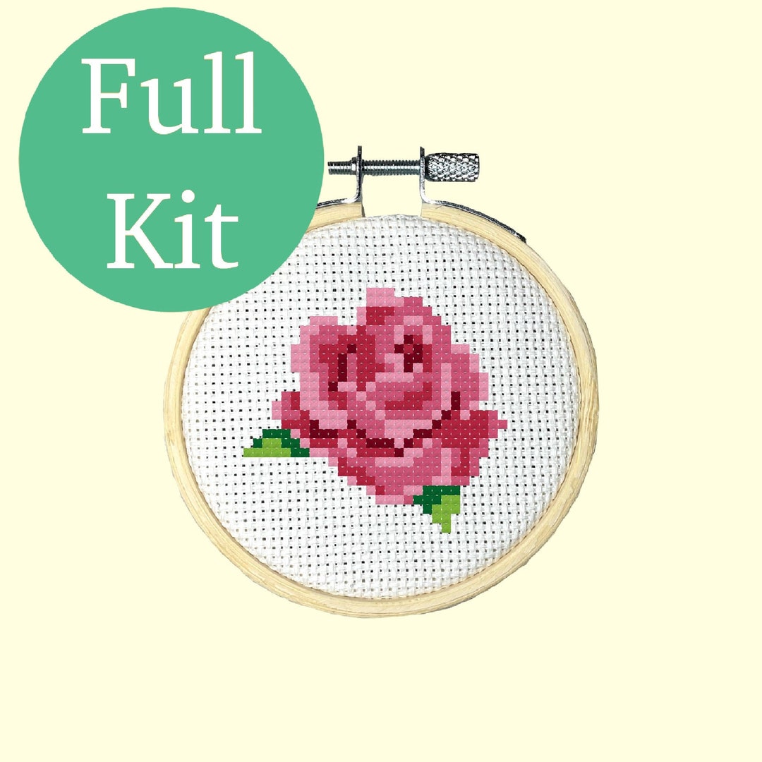 Mini Rose Counted Cross Stitch Full Kit - Etsy