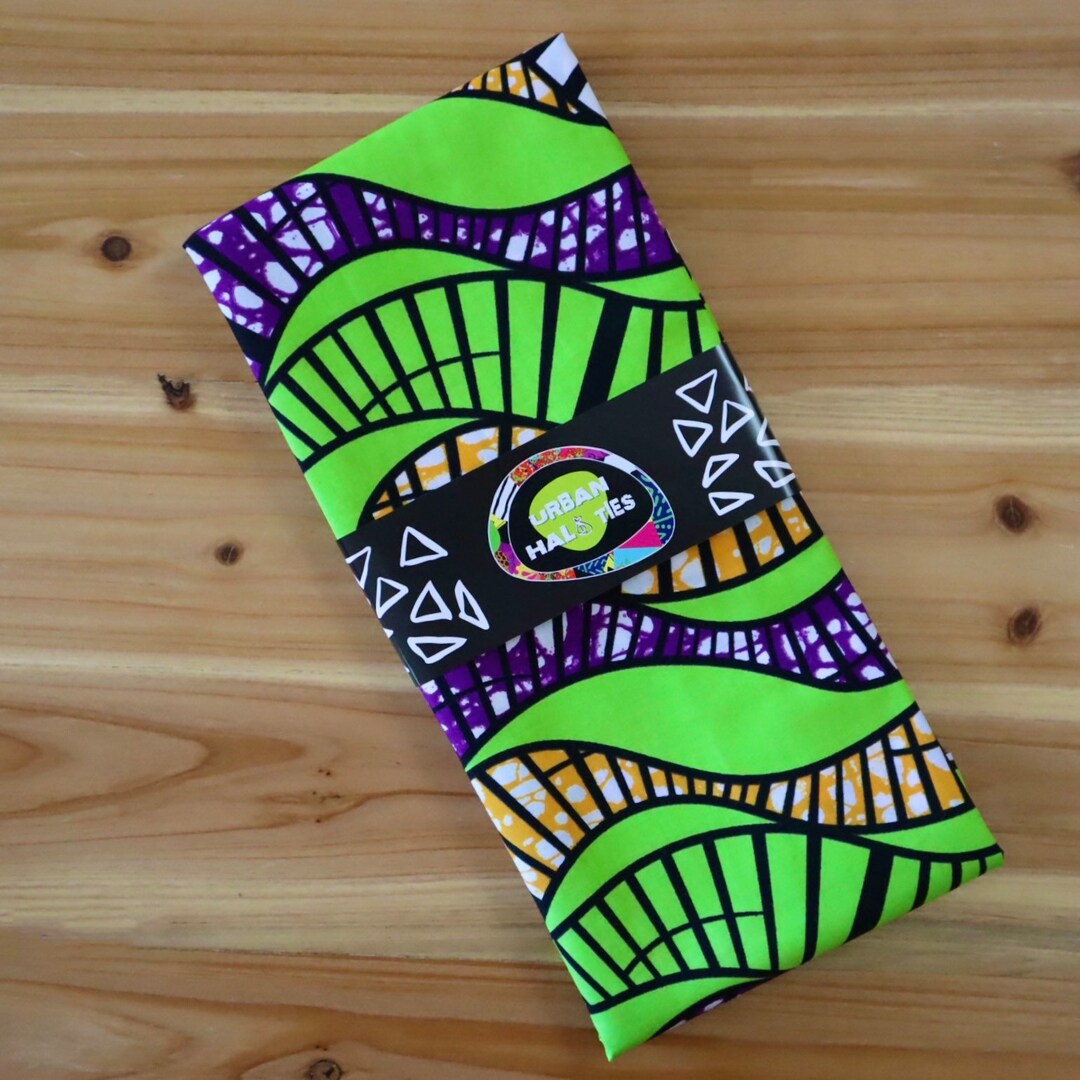 Green & Purple African Print Head Wrap, Full Size Turban Head Wrap, Top ...