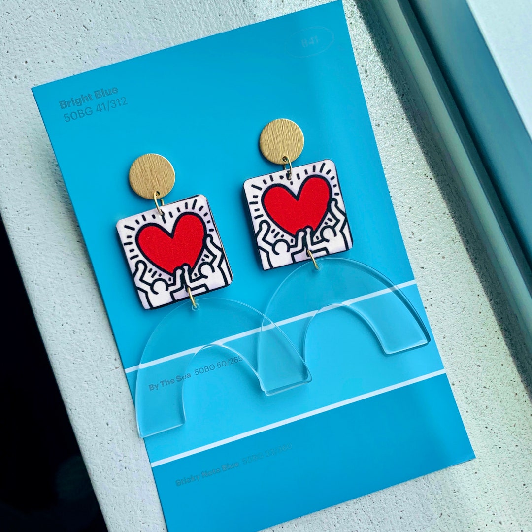 Pop Art Earrings, Oversized Textile Earrings, Fabric Jewelry, Vibrant ...