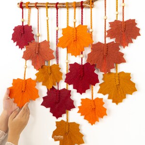 Macrame Maple Leaves Wall Hanging, Nursery Colorful Leaf Wall Hangings ...