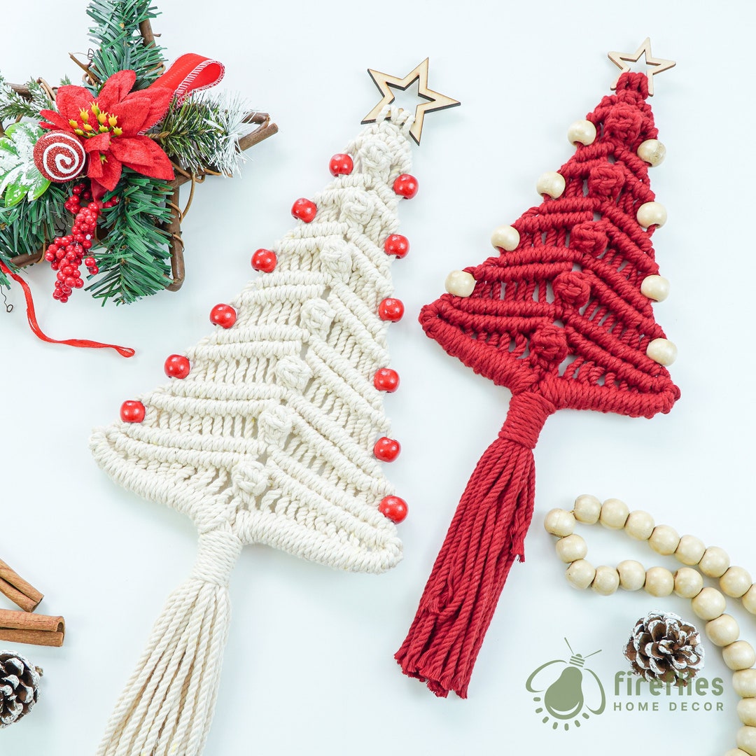Christmas Tree Wall Art, Macrame Christmas Ornaments, Xmas Tree Hanging ...