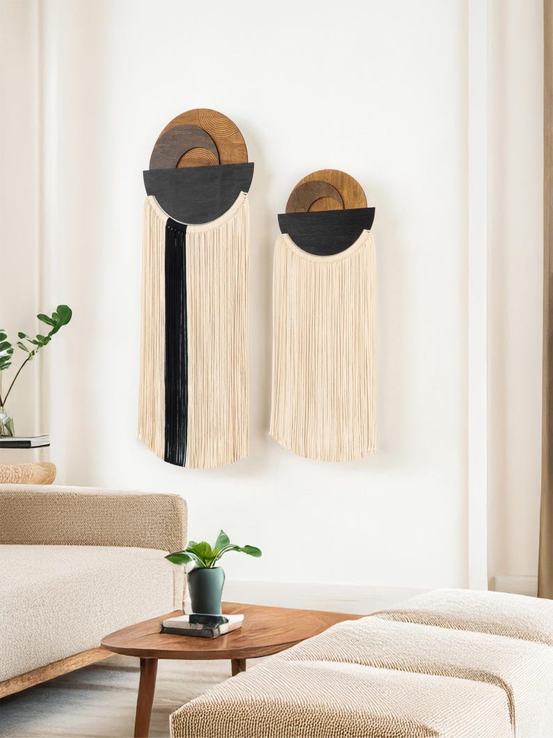 Handcrafted Macrame Wall Hanging: Boho Fiber Wood Art Decor - Etsy