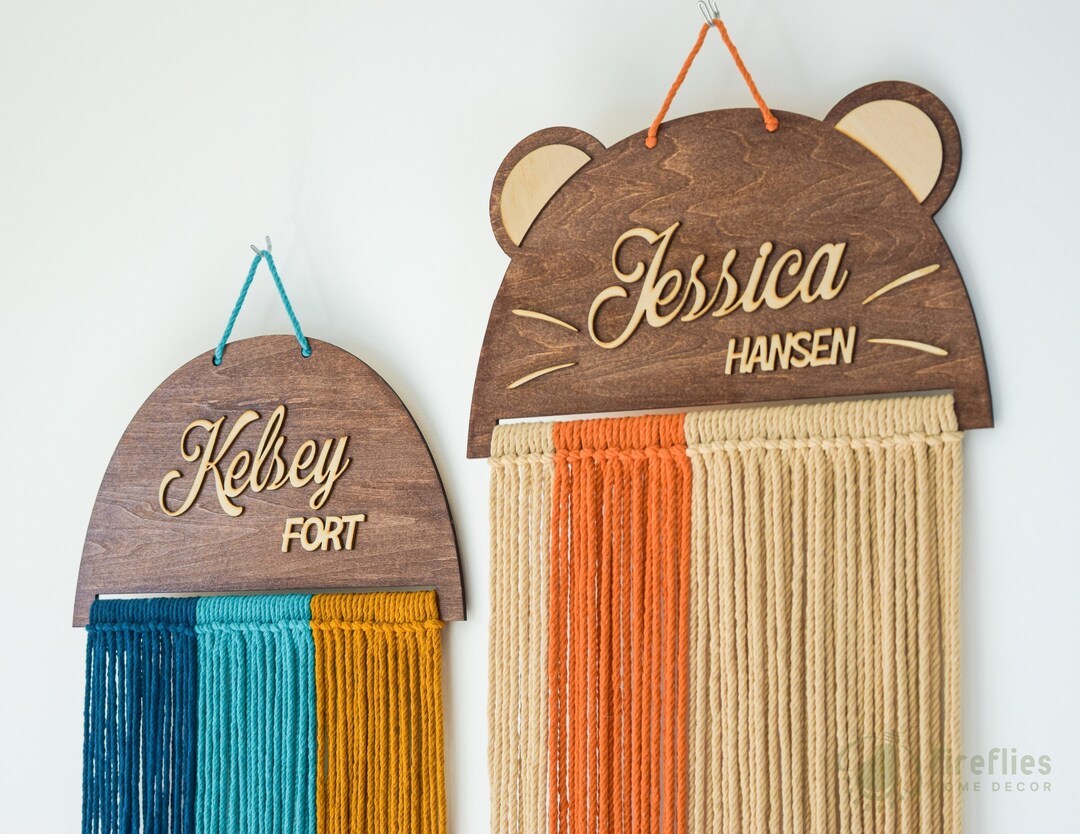 Macrame Name Sign for Baby Room, Custom Wood Name Sign, Boho Nursery ...