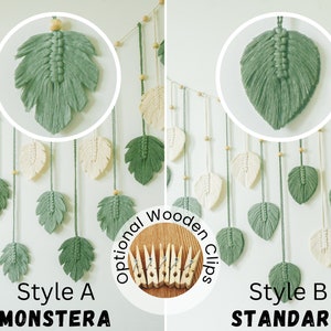 Monstera Macrame Leaf Garland, Macrame Wall Hanging Leaves, Safari ...