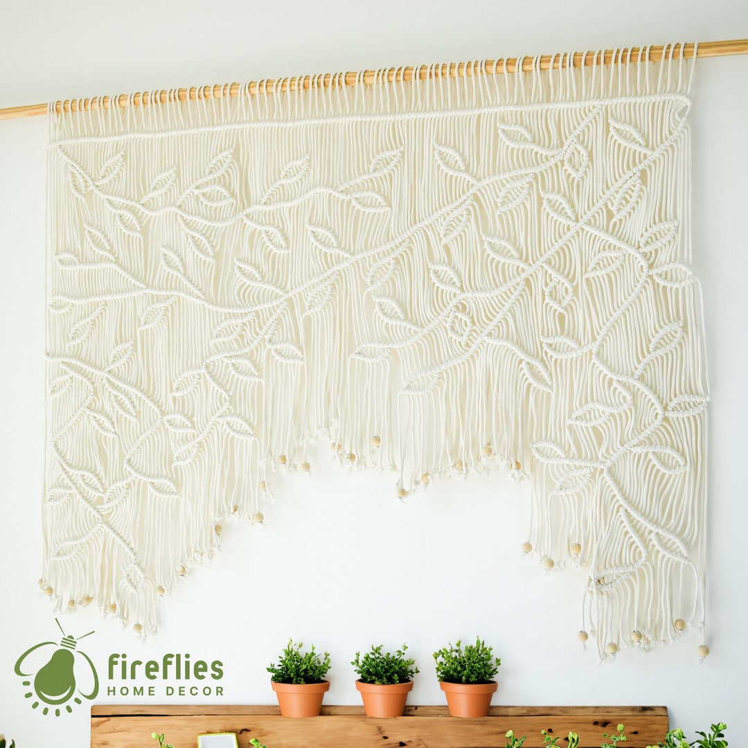 Macrame Kitchen Curtain, Macrame Window Treatment, Macrame Wall Hanging ...