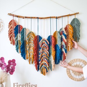 Boho Macrame Feather Wall Hanging: Colorful Nursery Decor - Etsy
