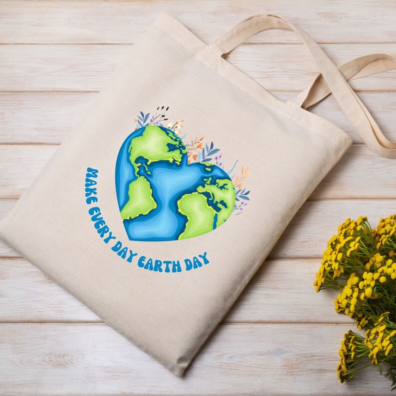 Make Every Day Earth Day Tote Bag, Earth Day Gift, Eco-friendly Beige ...