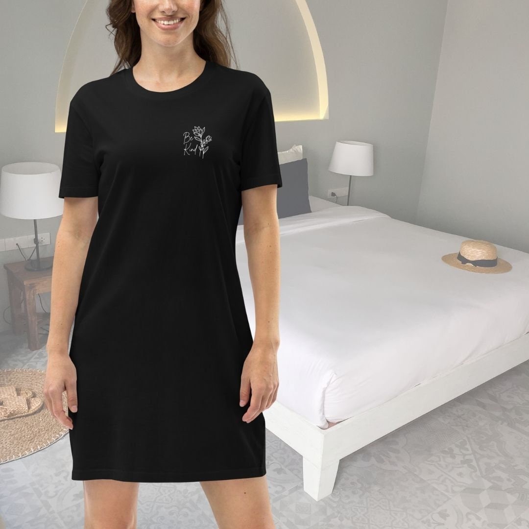 Be Kind Organic Cotton Black Nightgown for Teen Girls, Comfortable ...