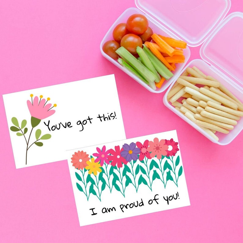 Printable Lunch Box Notes for Girls, Digital Download Flower ...