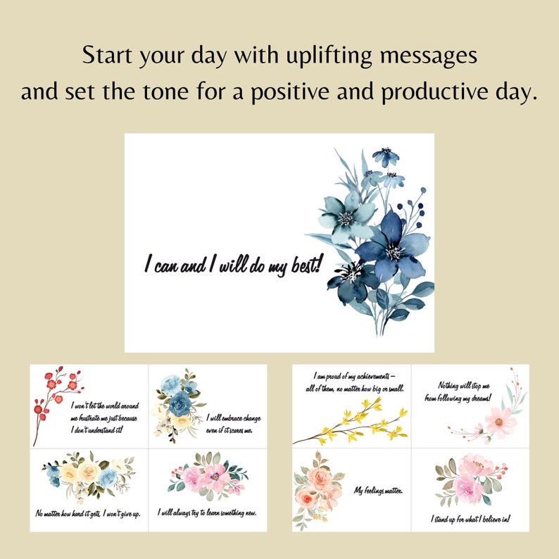 Flower Affirmation Cards Printable for Women and Teen Girls ...