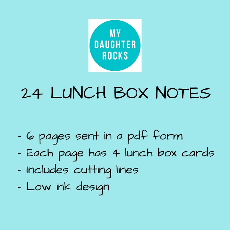 Printable Lunch Box Notes for Girls, Digital Download Flower ...