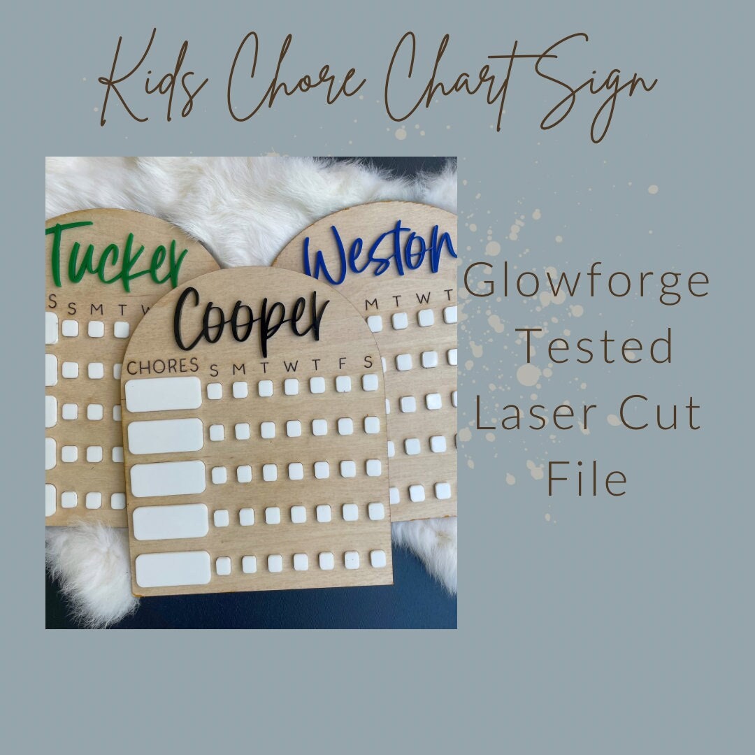 Kid's Chore Chart Laser Sign SVG File- Laser Ready- INSTANT DOWNLOAD - Etsy