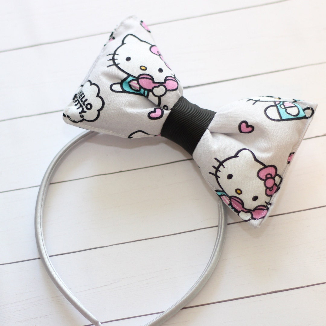 Large Light Gray Puffy Hello Kitty Hair Bow With Clip and - Etsy
