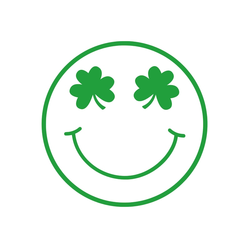 Clover Smiley SVG, PNG, JPG, Lucky Smiley Face Svg, Smiley Clover ...
