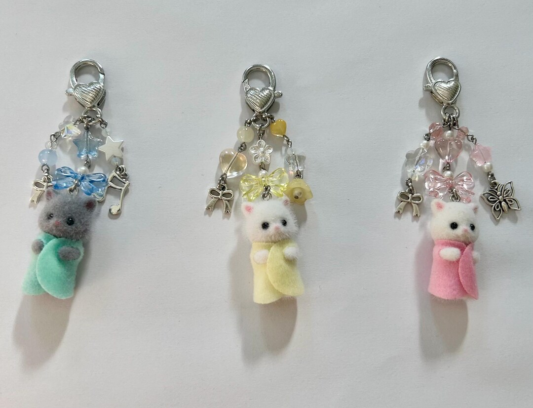Calico Critters - Persian Cat Triplets Keychains - Blue, Pink, and ...