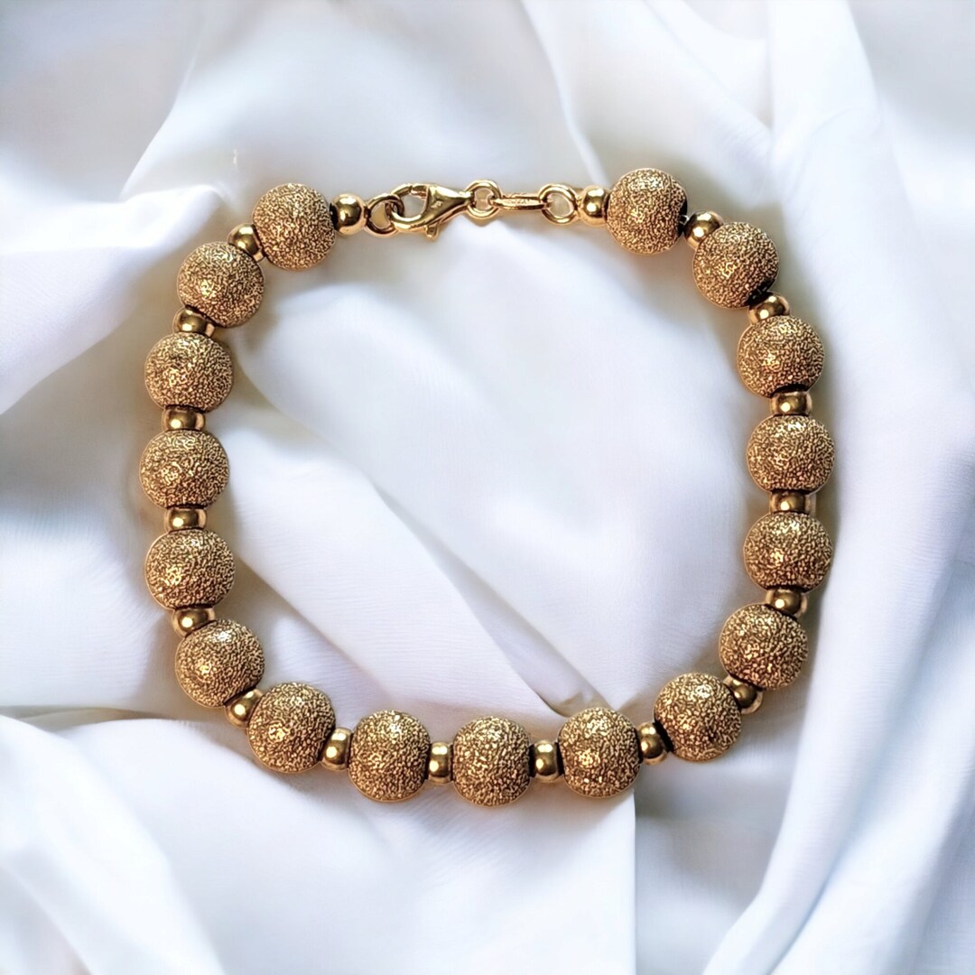 MILOR Italy Vermeil Bead Bracelet 18K Gold Over 925 Sterling - Etsy