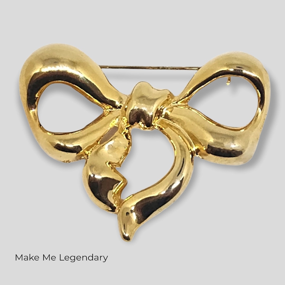 Vintage Gold Plated New York Ribbon Bow Brooch Pin/brooch - Etsy
