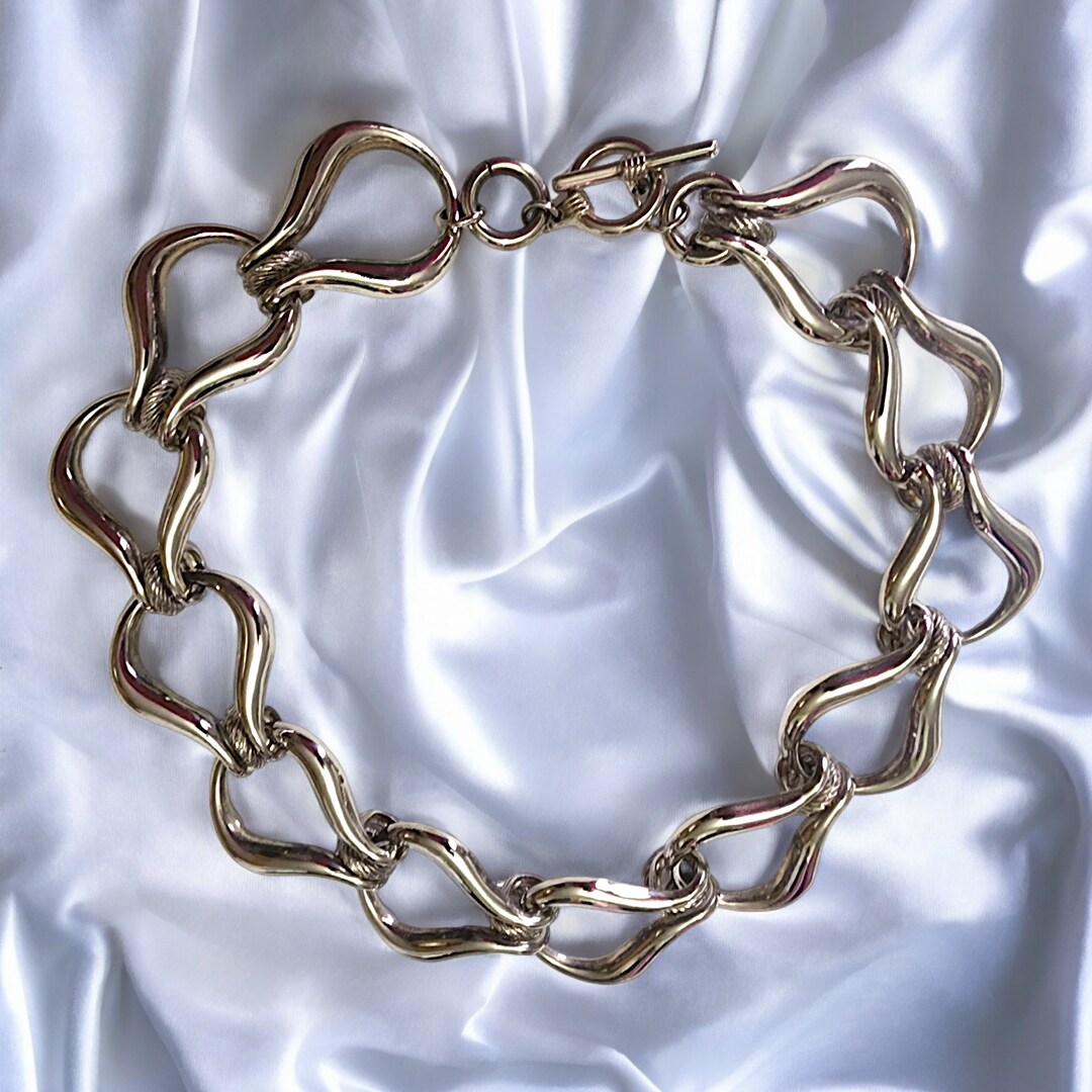 Wide Surf Link Interlocking Horseshoe Silver Tone Vintage Necklace - Etsy