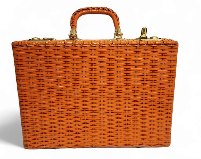 Retro Orange Woven Vinyl Briefcase Attache Case - Etsy