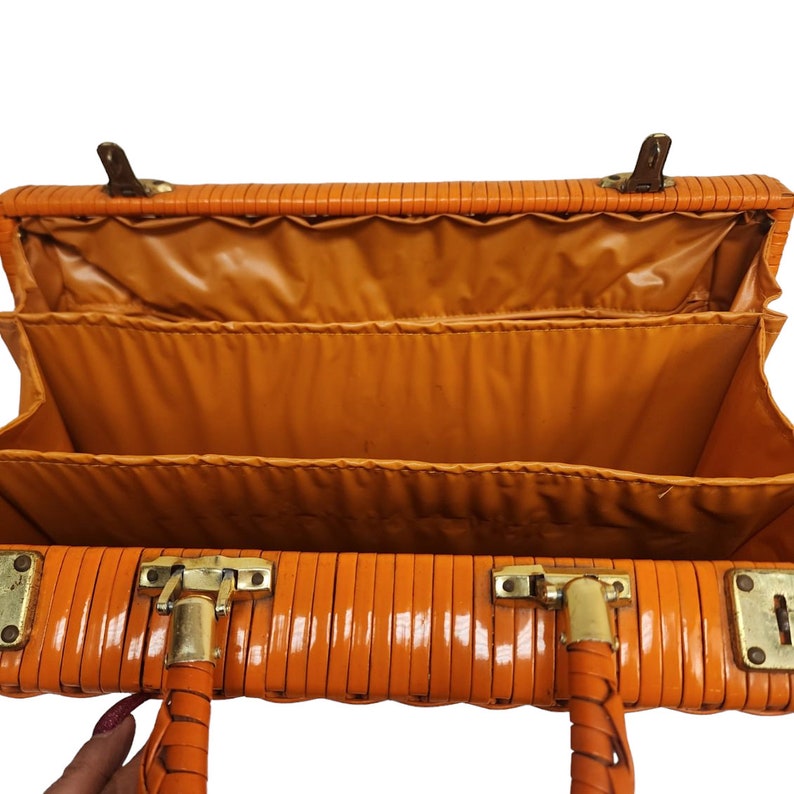 Retro Orange Woven Vinyl Briefcase Attache Case - Etsy