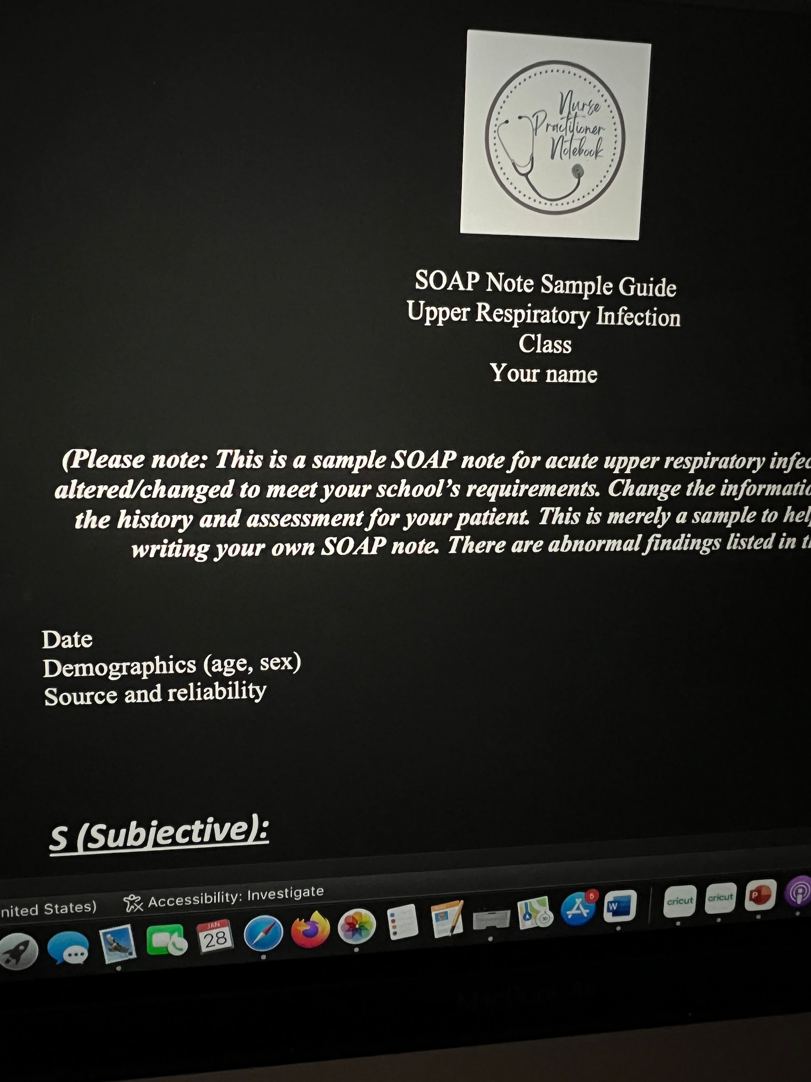 SOAP Note Guide - Upper Respiratory Infection - Etsy