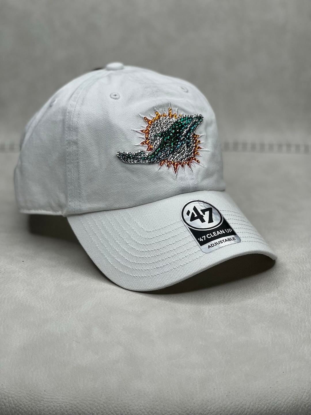 White MIA Dolphins Bling Hat | Swarovski Crystals Sports Hat | Women's ...