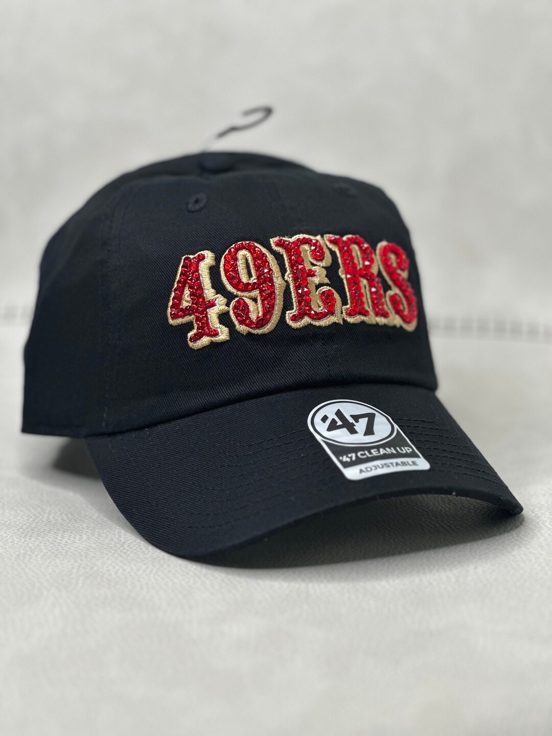 Black SF 49ers Old Script Bling Hat | Swarovski Crystals Sports Hat ...