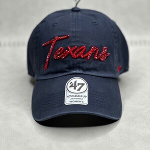 Navy Blue HOU Texans Script Bling Hat Swarovski Crystals Sports Hat ...