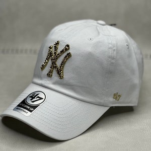White & Gold NY New York Bling Hat swarovski Crystals NY Sparkle Hat ...