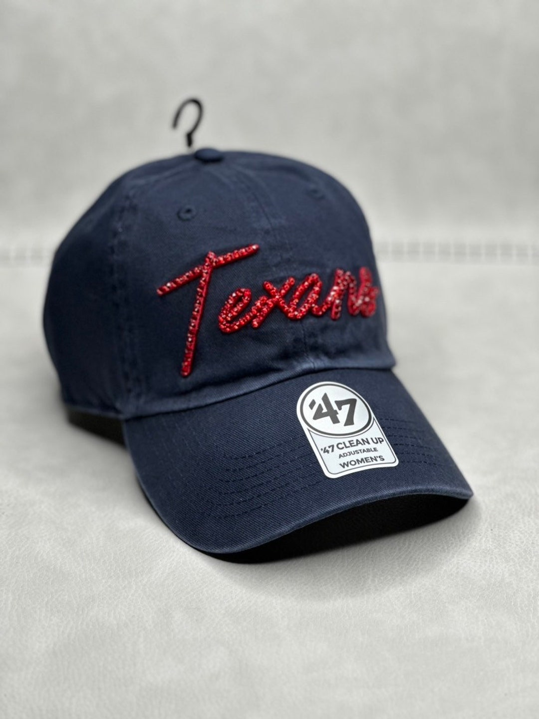 Navy Blue HOU Texans Script Bling Hat Swarovski Crystals Sports Hat ...