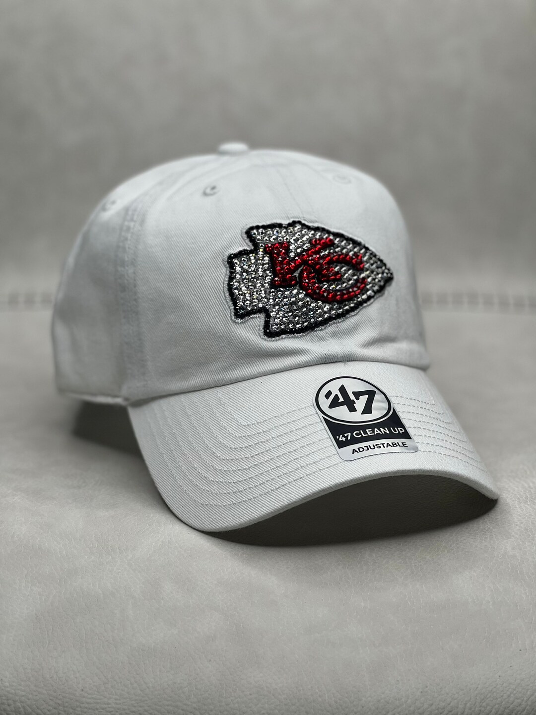 White KC Chiefs Bling Hat | Swarovski Crystals Sports Hat | Women's ...
