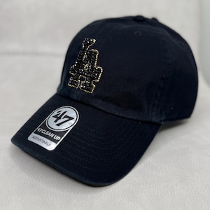 Black & Gold Outline LA Dodgers Bling Hat | Swarovski Crystals ...